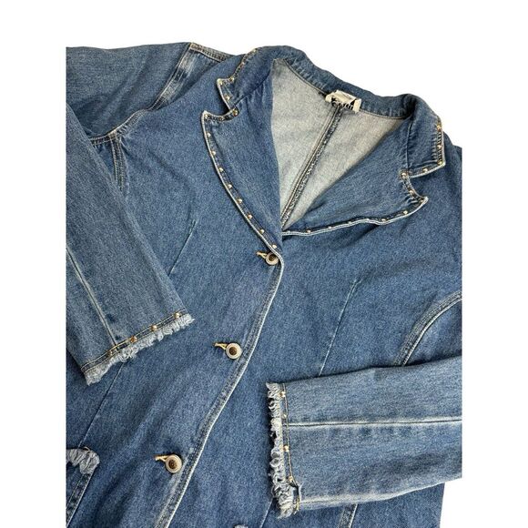 Jackets & Coats | Vintage Cervelle Studded Frayed Trim Blue Denim ...